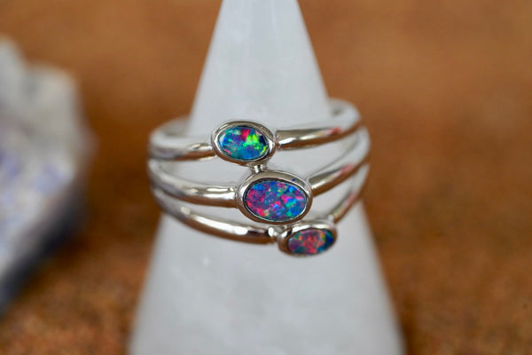 Opal Doublet Ring #1026 – RedEarthOpal